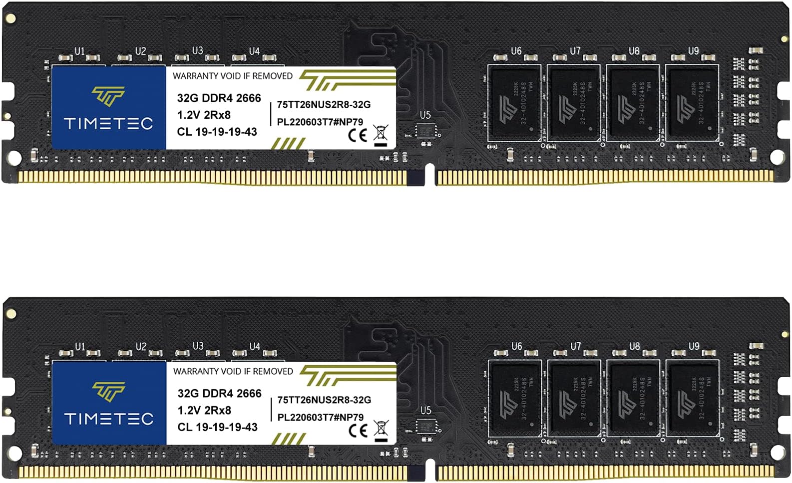 Timetec 32GB KIT DDR4 3200MHz PC4-25600 Non-ECC Unbuffered 1.2V CL22 ...