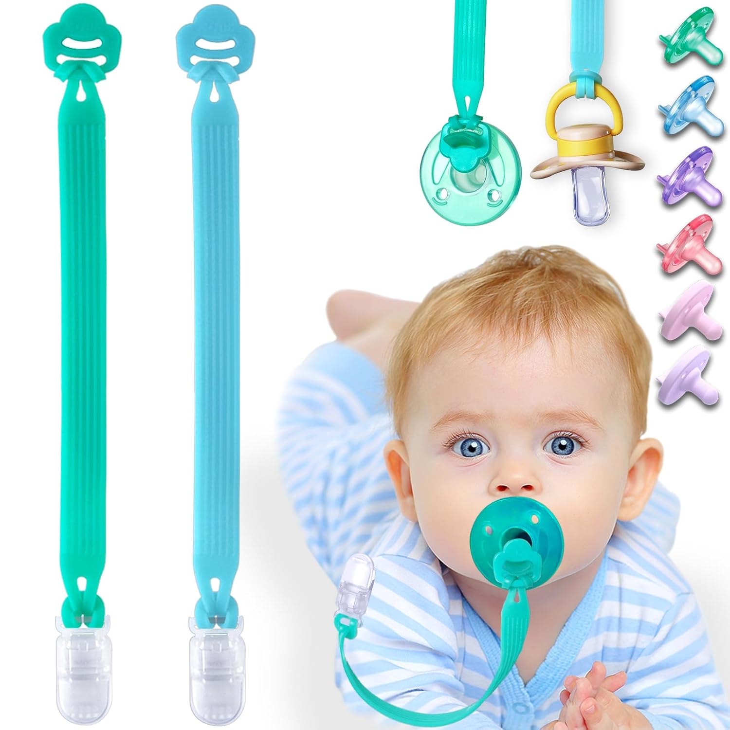 Amazon.com : Silicone Pacifier Clip with Adapter Ring for Philips Avent ...