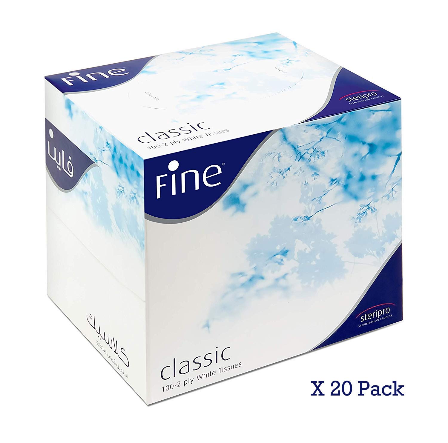 Fine Classic Facial Tissues (50 X 2 PLY - 100 Sheets)- 20 Pack -2000 ...