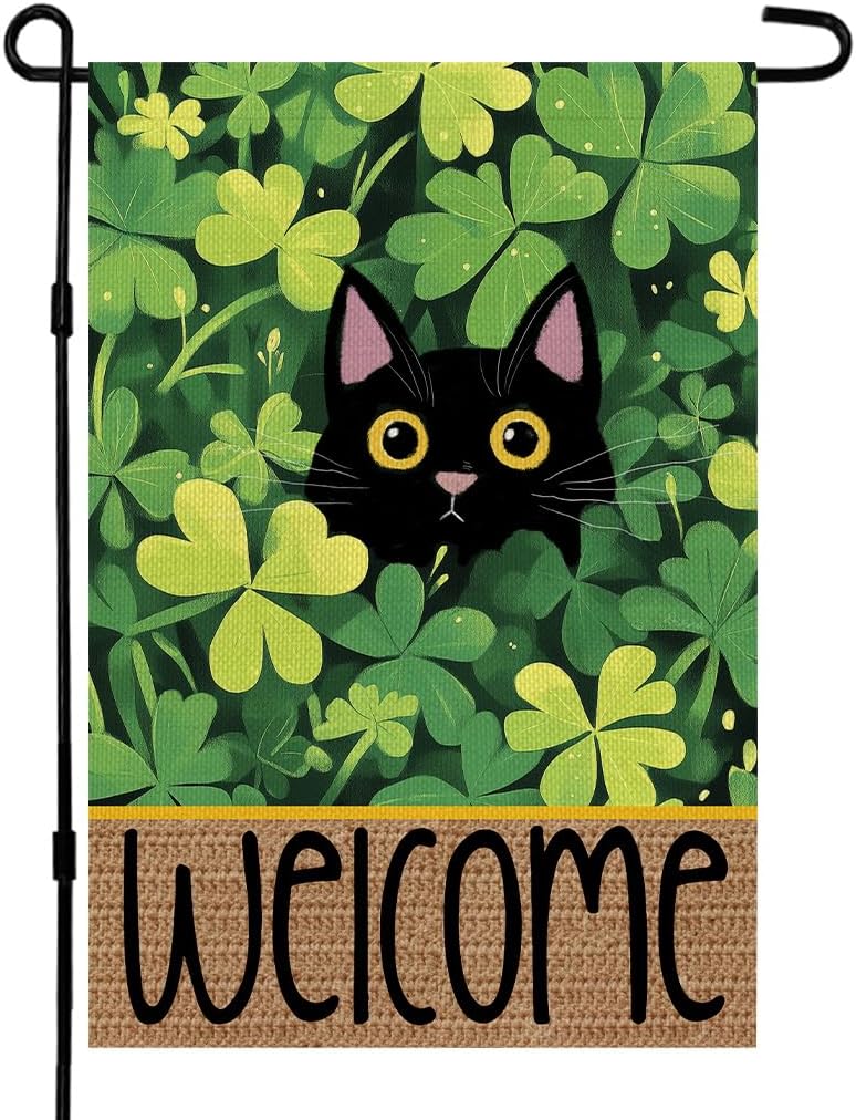 Amazon.com : CROWNED BEAUTY St Paticks Day Cat Garden Flag 12x18 Inch ...