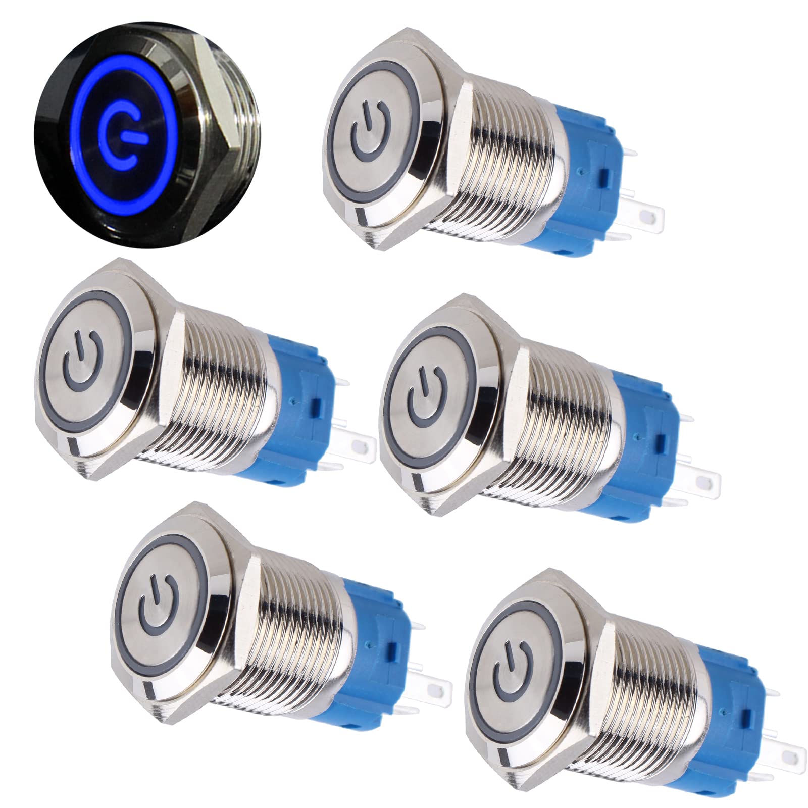 Snapklik.com : DMWD 5Pcs 16mm Metal Latching Push Button Switch ...