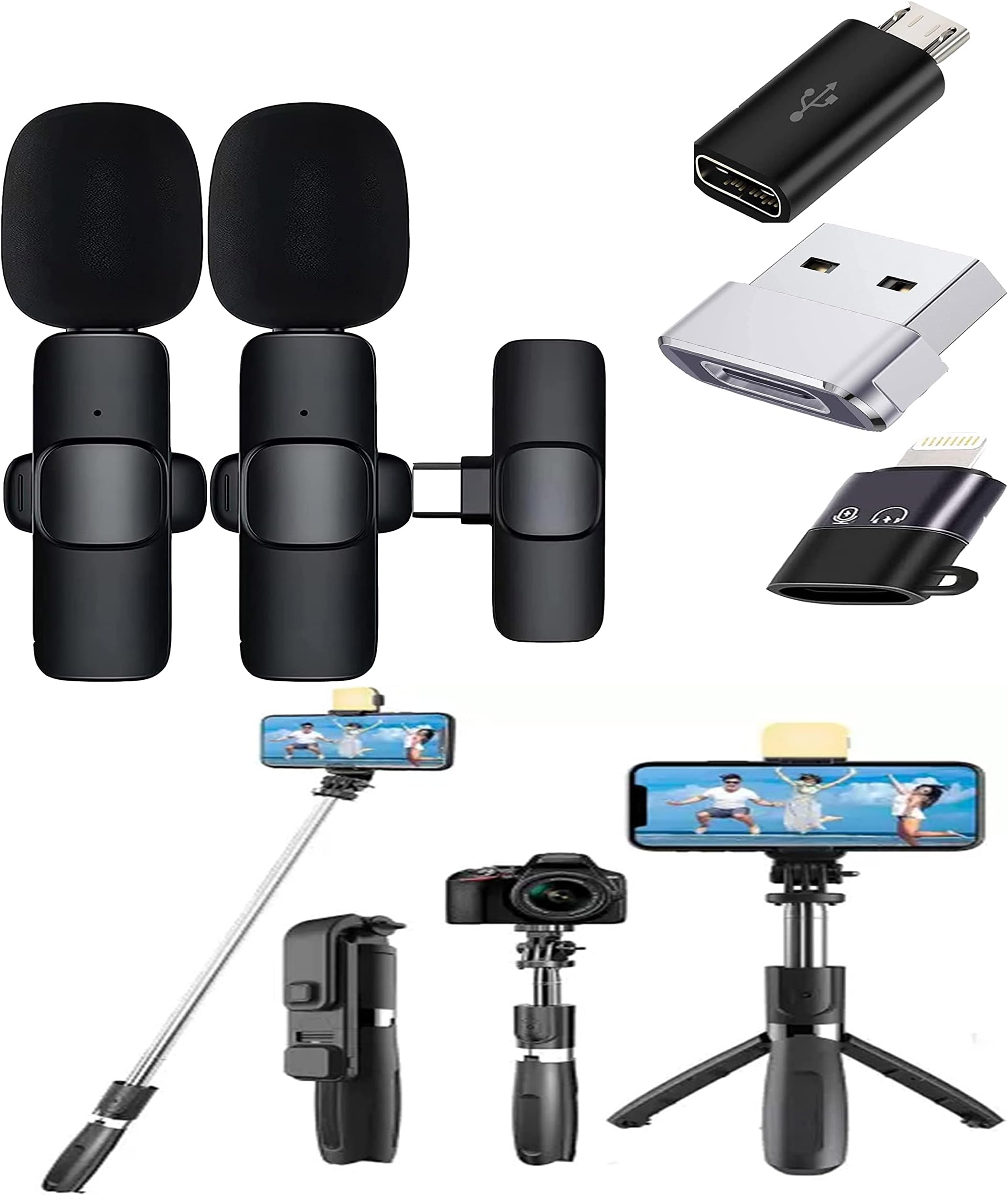 Wireless Lavalier Lapel Microphone for iPhone iPad,Mini Recording Phone ...