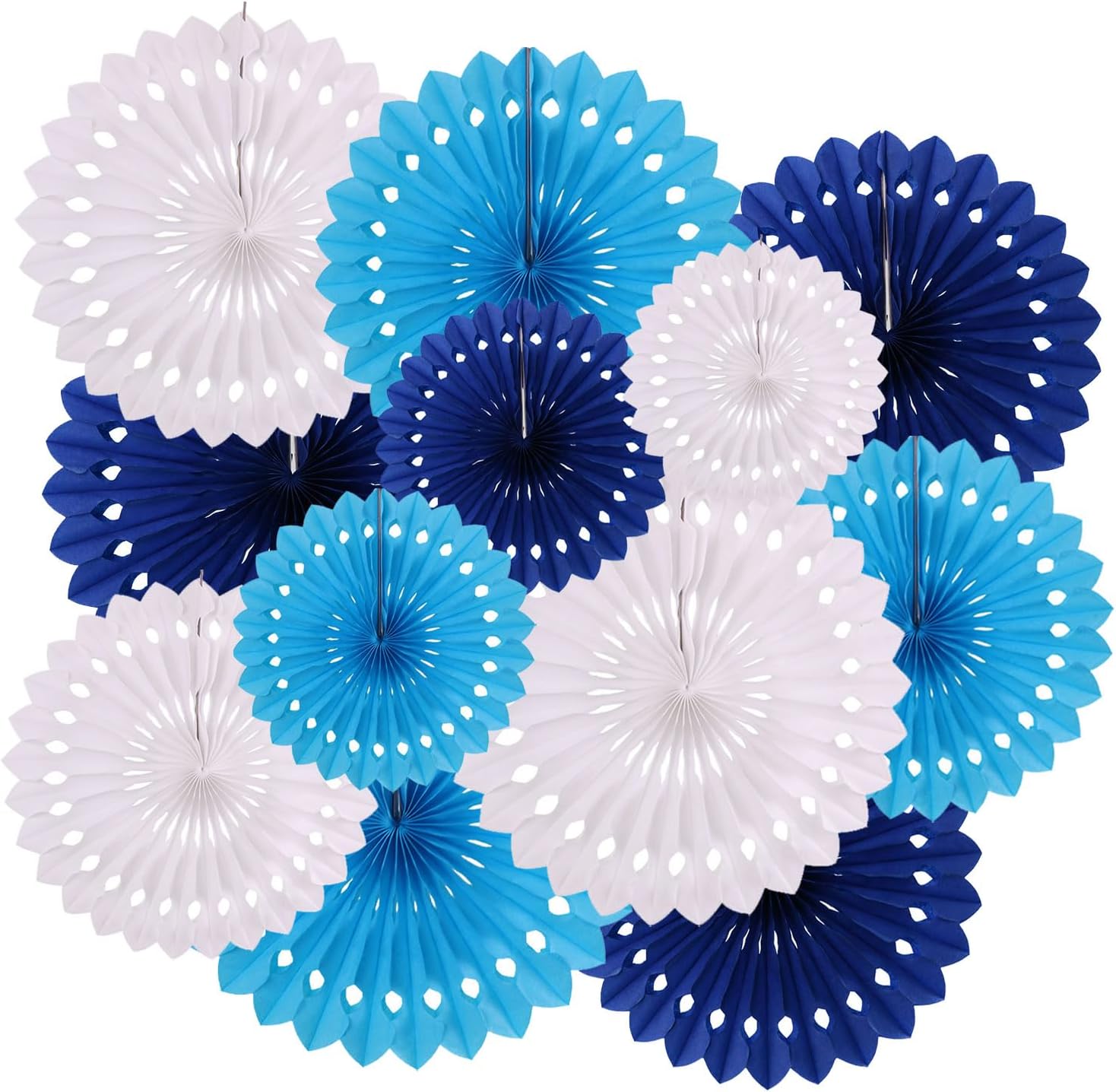 Amazon.com: ZOOYOO Hanging Paper Fans Party Decorations,12 Pcs Blue ...