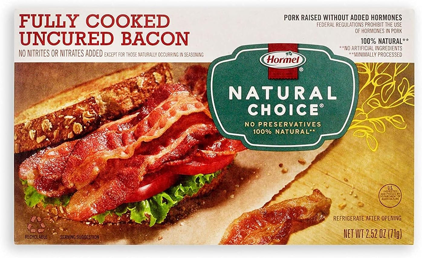 Amazon.com: Hormel Natural Choice Fully Cooked Bacon, Original 2.52 ...
