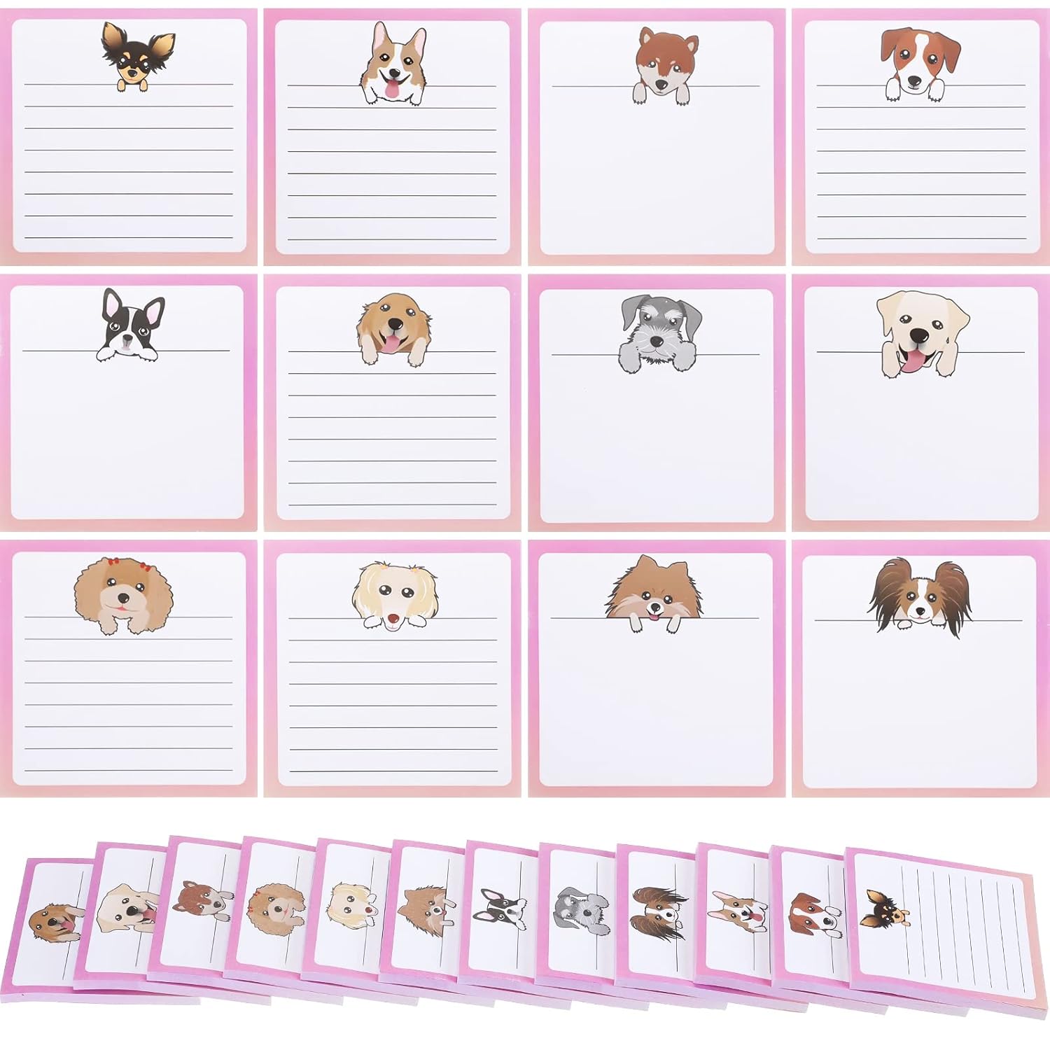 12 Pack Dog Cat Notepad Small to Do List Sticky Notes Funny Cute Note ...