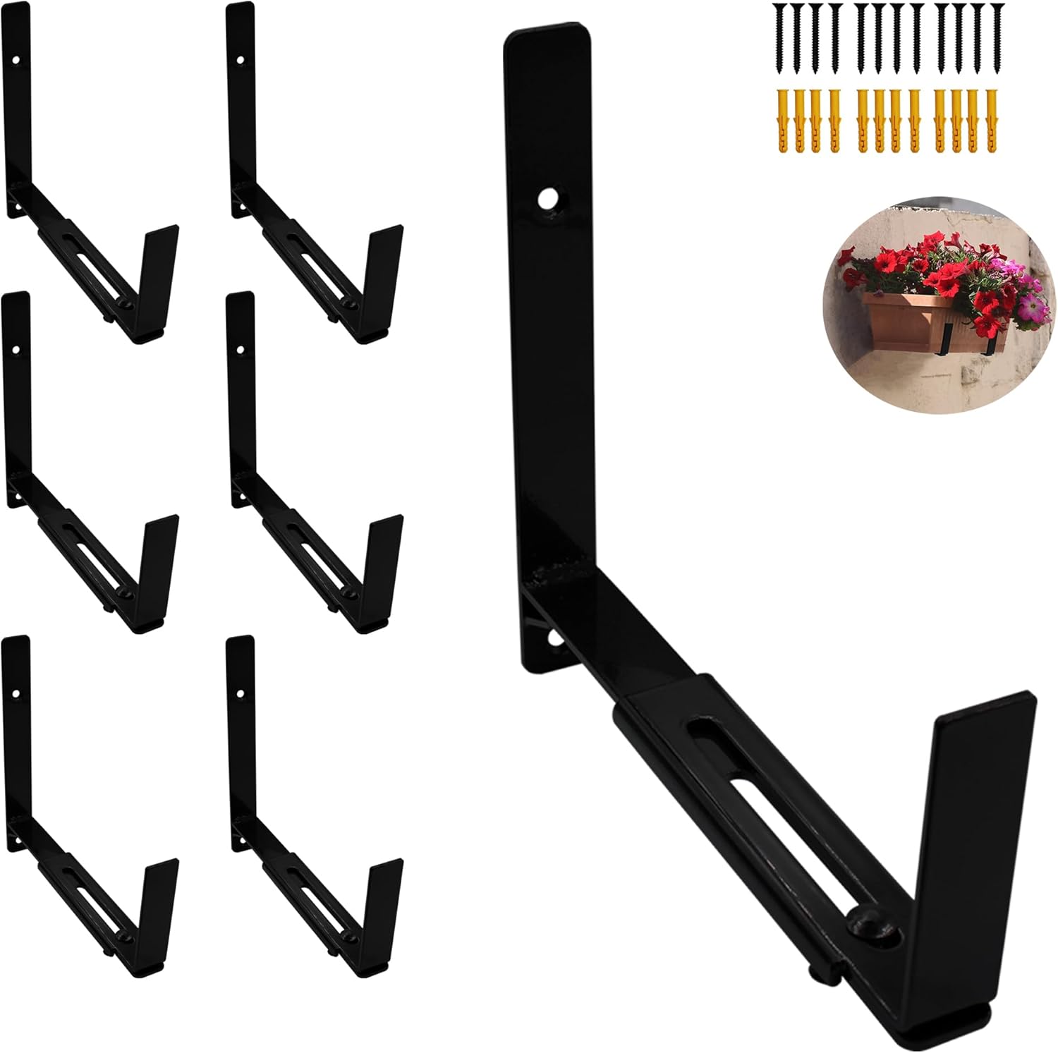 Amazon.com: Planter Box Brackets, 6 Pack Adjustable Window Box Brackets ...