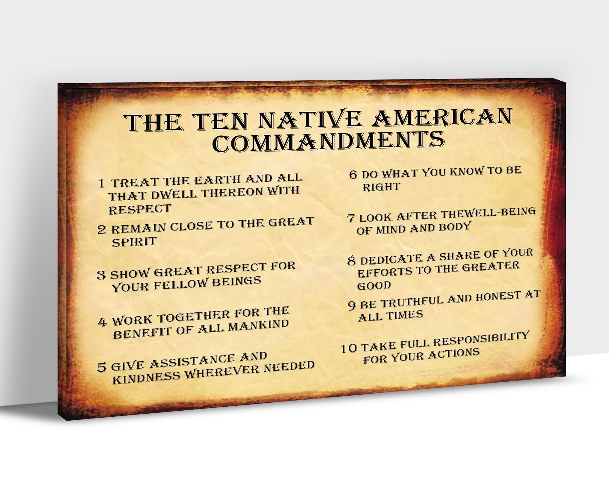 Amazon.com: The Ten Native American Commandments Wall Art, Motivational ...