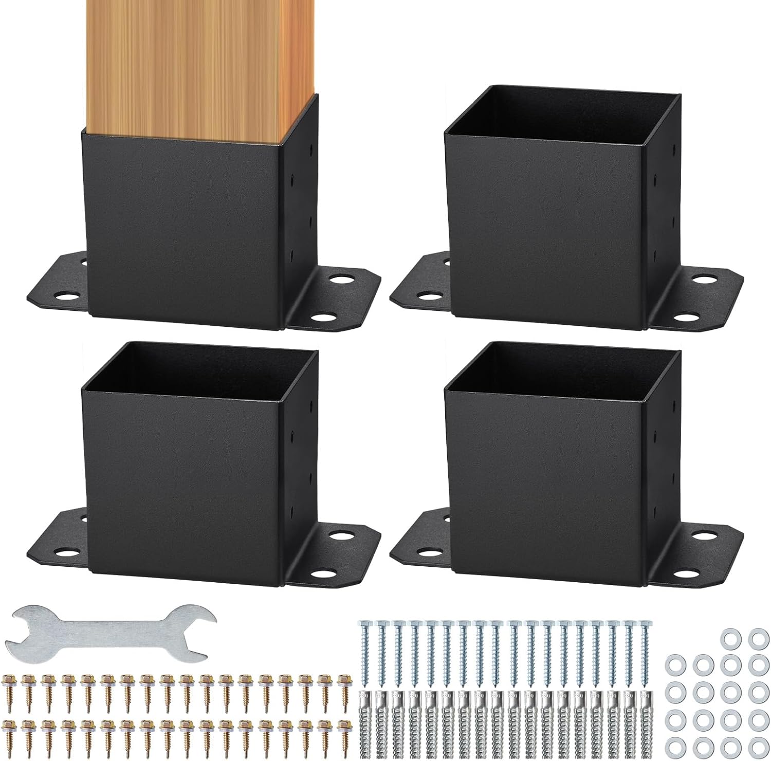 VEVOR 6x6 Post Base 4 Pcs, Inner Size 5.6"x5.6" Post Base Brackets ...