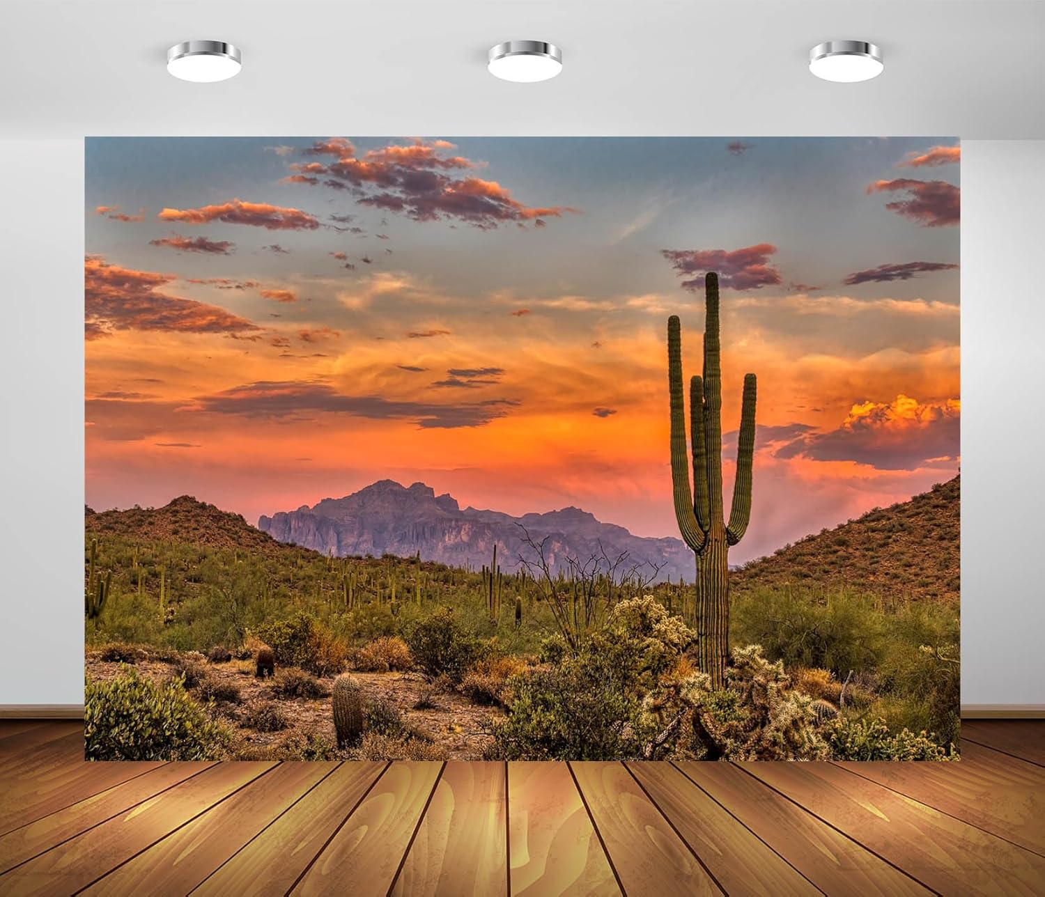 Amazon.com : BELECO 17x10ft Fabric Arizona Desert Backdrop Green ...