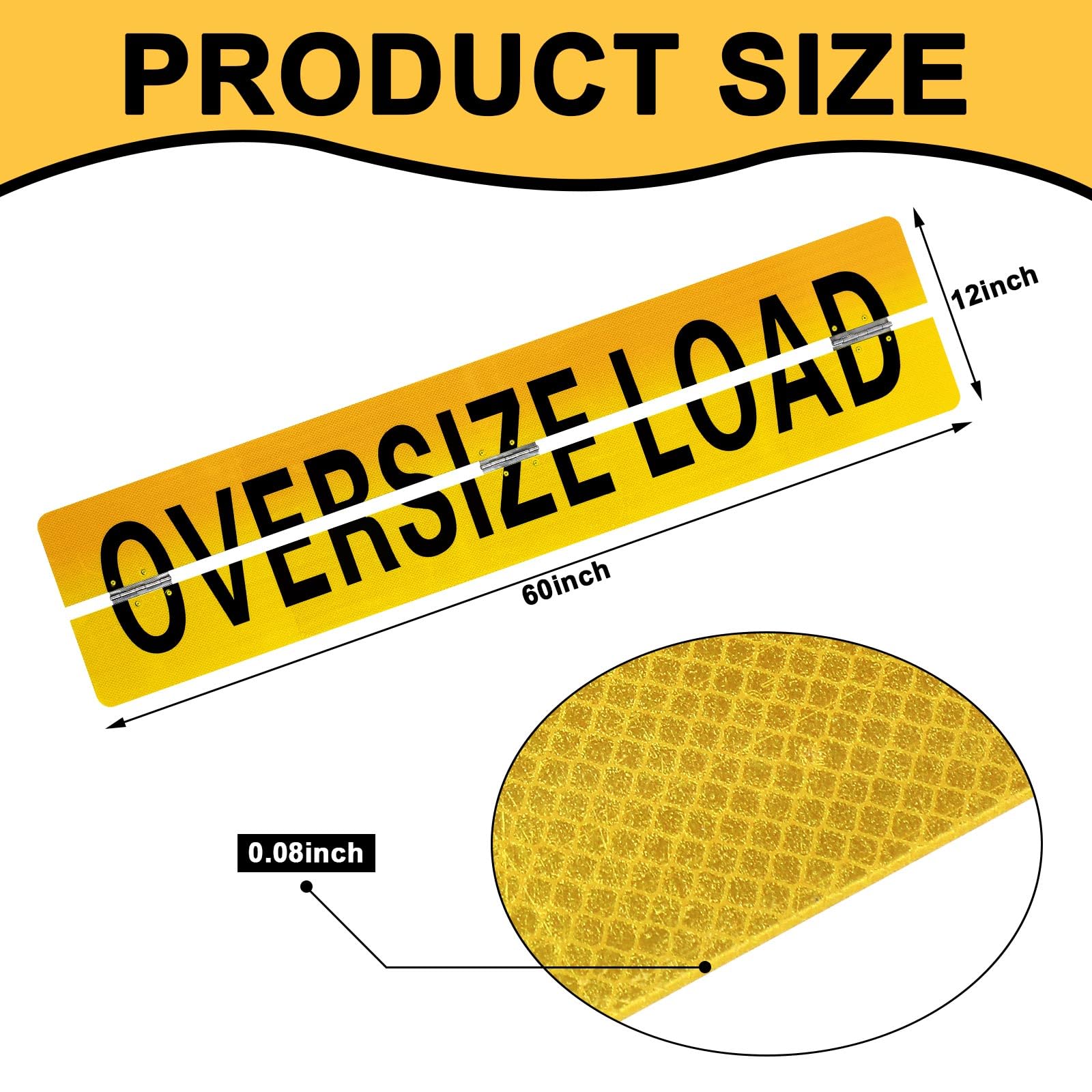 Snapklik.com : 1 Pack Oversize Load Sign 12" X 60" Hinged Aluminum Wide ...