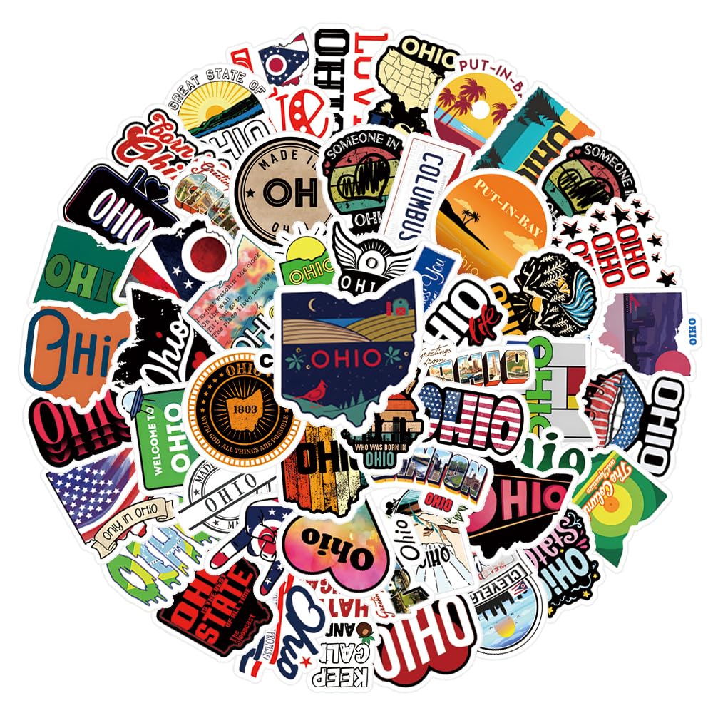 Amazon.com: Ohio State Stickers 63pcs Decals Travel Aesthetic ...