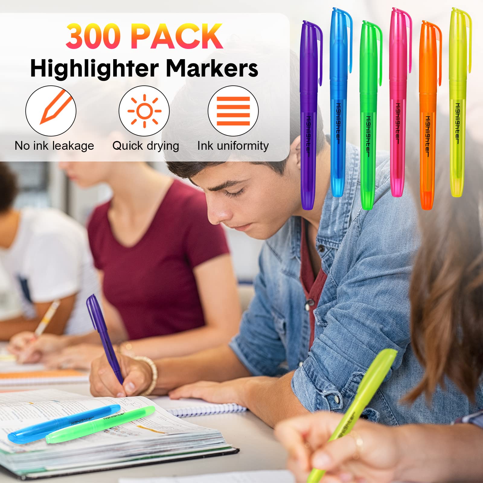 Snapklik.com : 300 Pcs Highlighter Bulk Pack Assorted Colors ...