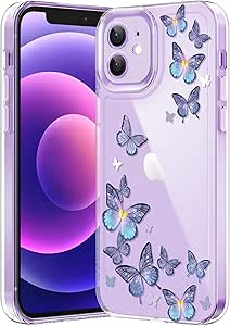 Amazon.com: CASBST Compatible with iPhone 12 Case, Clear Case with Cute Butterfly Pattern Design ...