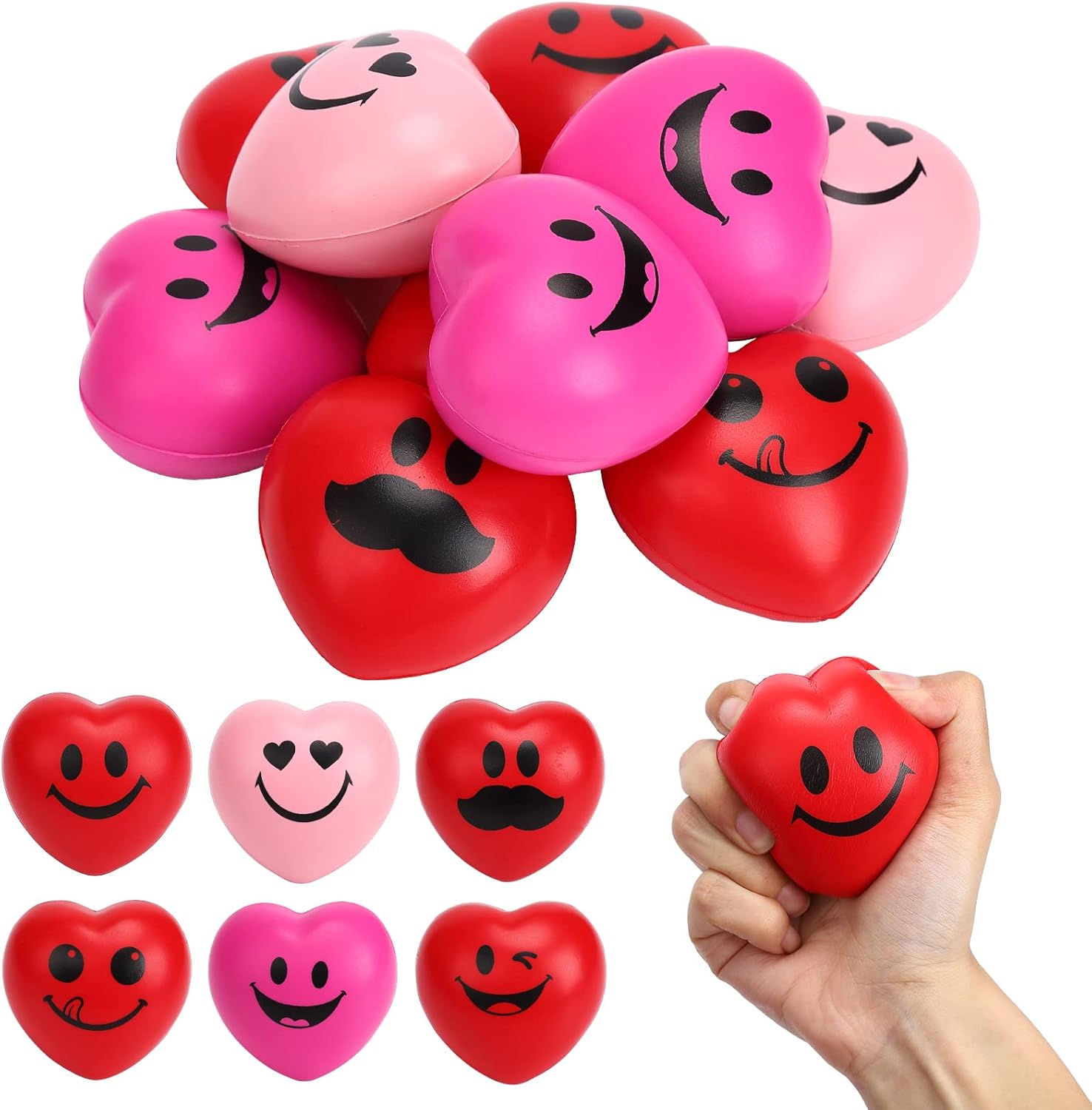 Amazon.com: Heart Stress Balls, 18Pcs Valentine's Day Red Heart 2.7 ...