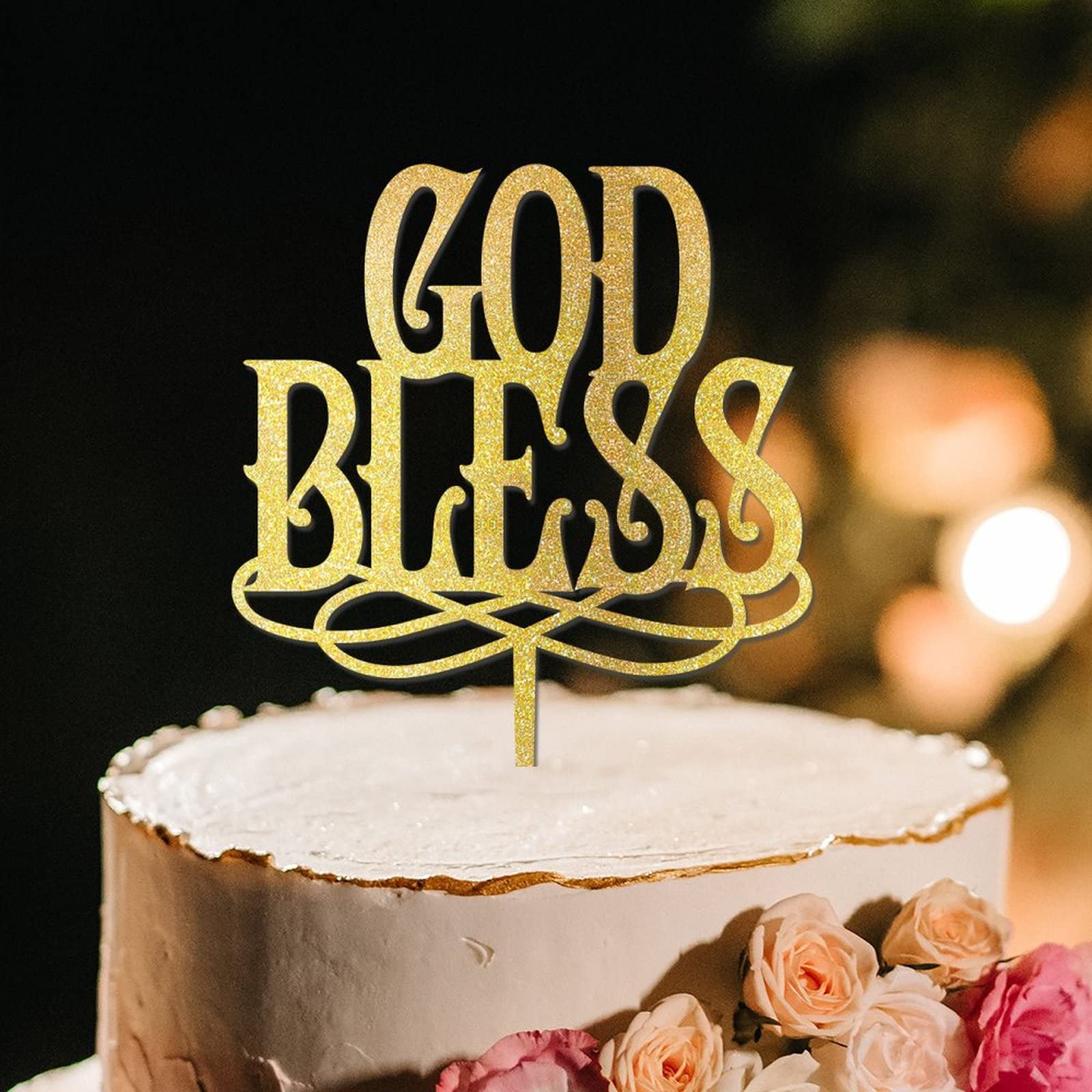 Buy God Bless Wedding Cake Topper Gold Anniversary Cake Toppers ...