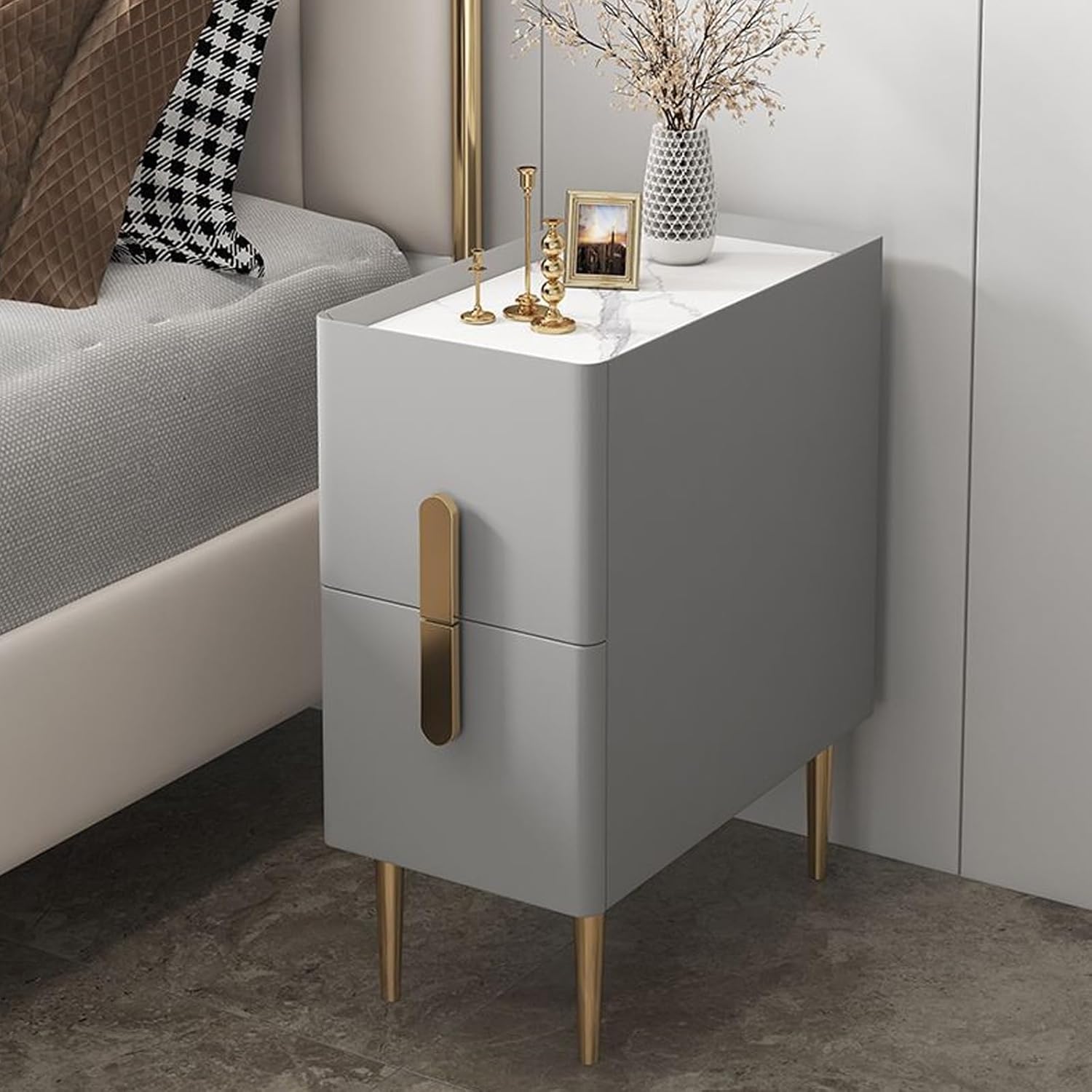 WOLWES Comodino 25~40 cm di Larghezza Stretto Comodini Camera da Letto Moderni Cassettiera ...