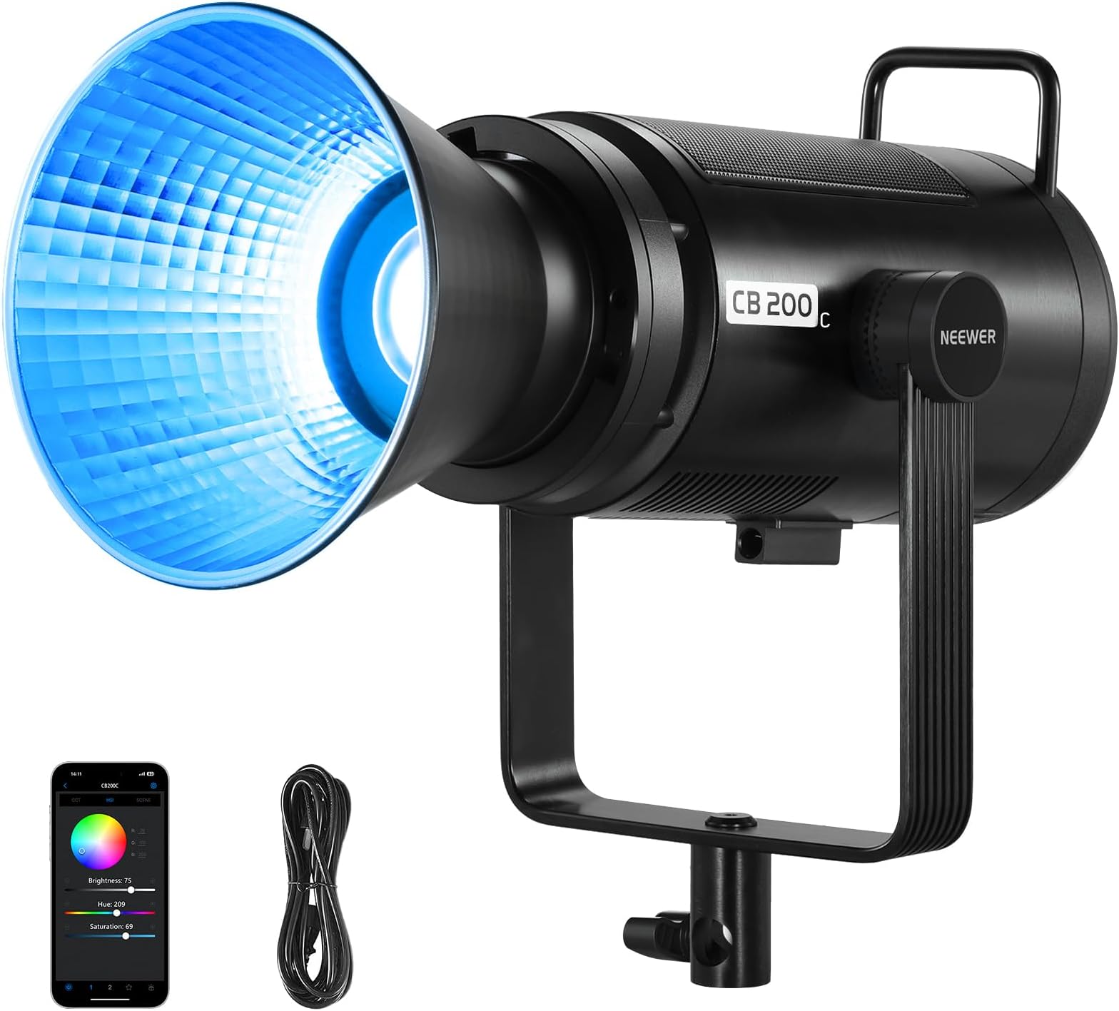 Amazon.com : NEEWER CB200C 200W RGBWW COB LED Video Light, APP/2.4G 360 ...