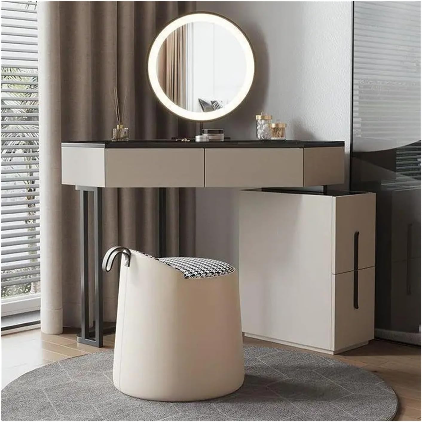 Amazon.com: GRFIT Dressing Table Corner Desk Space Saving with Storage ...