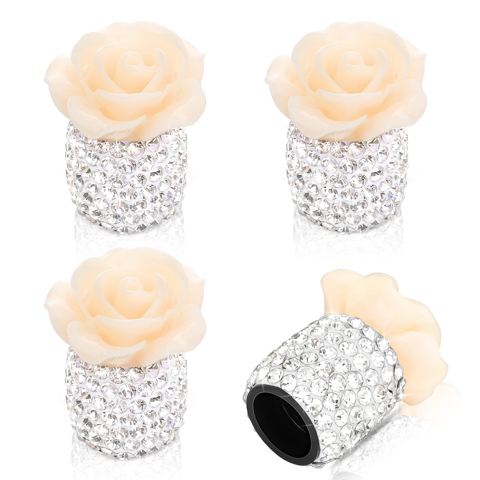 Amazon.com: Bling Valve Stem Caps 4 Pack Rose Flower Tire Valve Caps ...