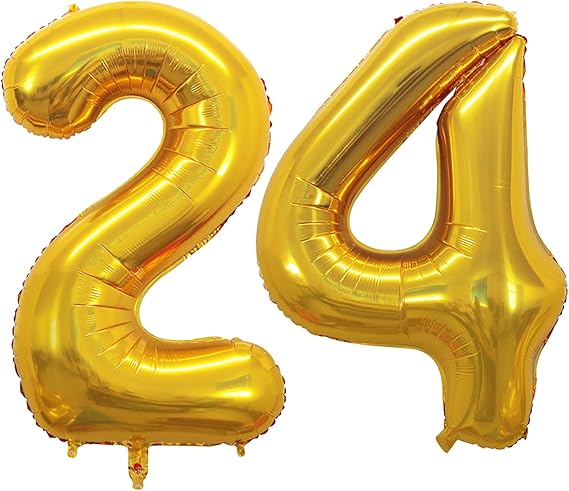 Amazon.com: GOER Number 24 Balloons for 24th Birthday Party Decorations ...