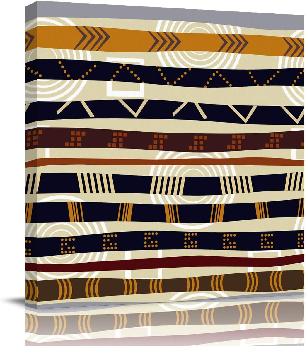 Amazon.com: Canvas Wall Art Ethnic Tribe Stripe Pattern Oil Painting ...