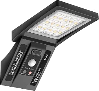 Amazon.com: UCGG Lámpara de pared solar para exteriores, 390 lm IP65 ...
