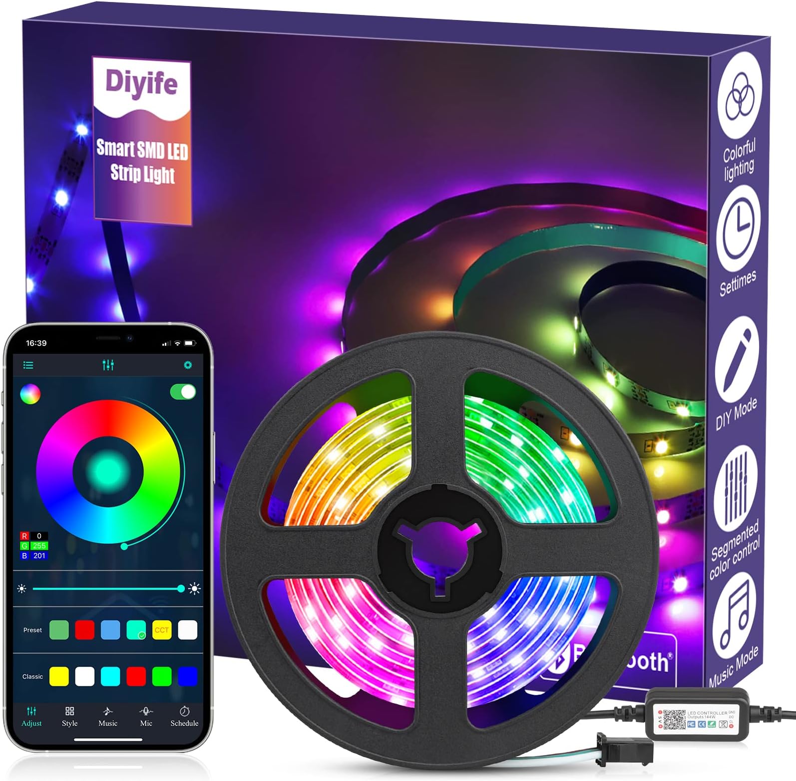 Amazon.com: KLEZNRNI Smart LED Strip Lights 16.4ft Smart Lighting ...