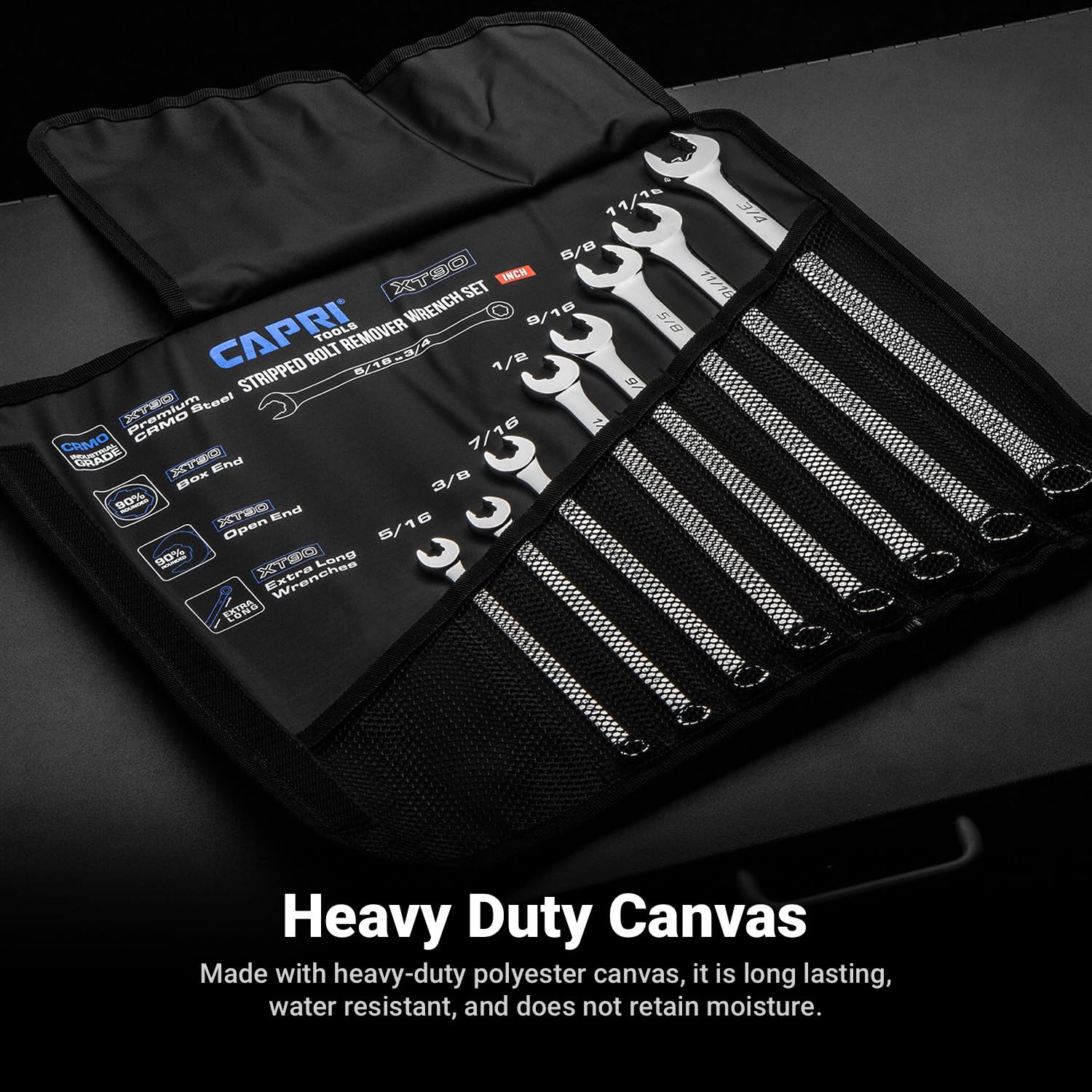 Snapklik.com : Capri Tools Wrench Roll Up Pouch For Extra-Long Wrenches SAE
