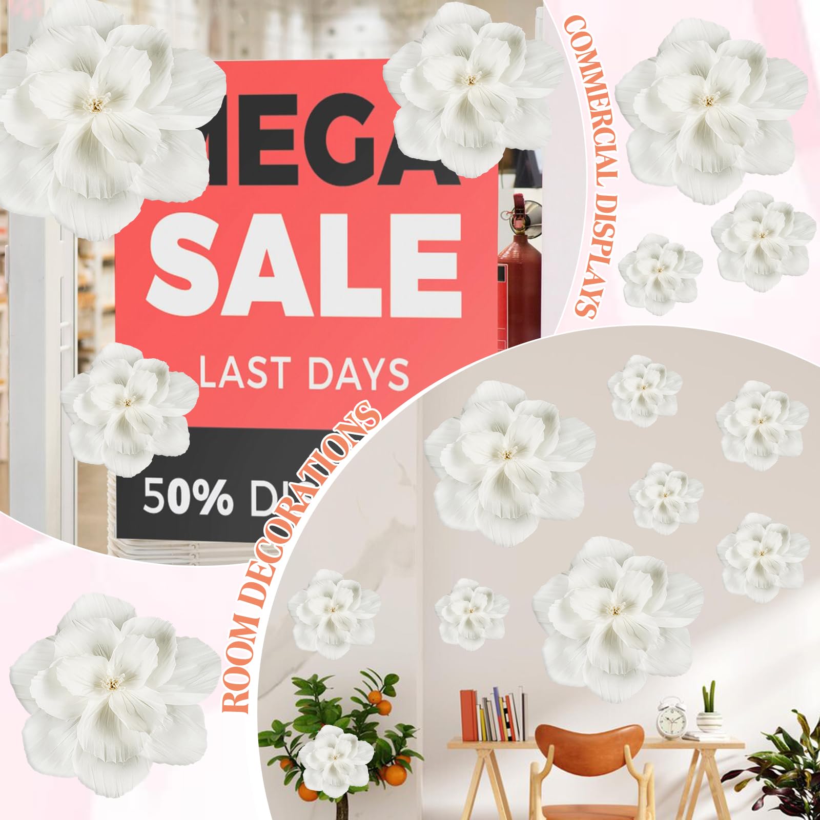 Snapklik.com : VAIPI 20 Pcs Giant Paper Flowers Decorations For Wall ...