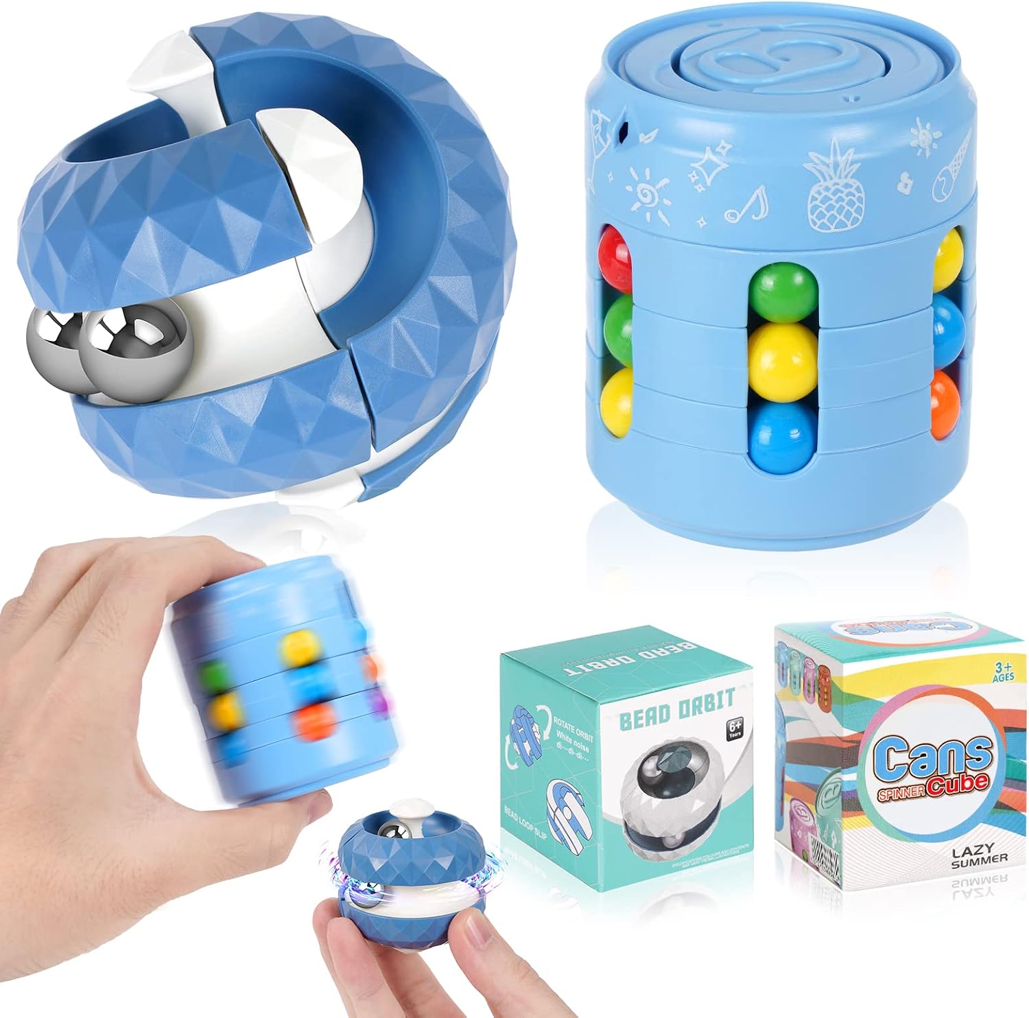 AUAUY Rotating Magic Bean Decompression Toy+Cube Bead Orbit Ball Maze ...