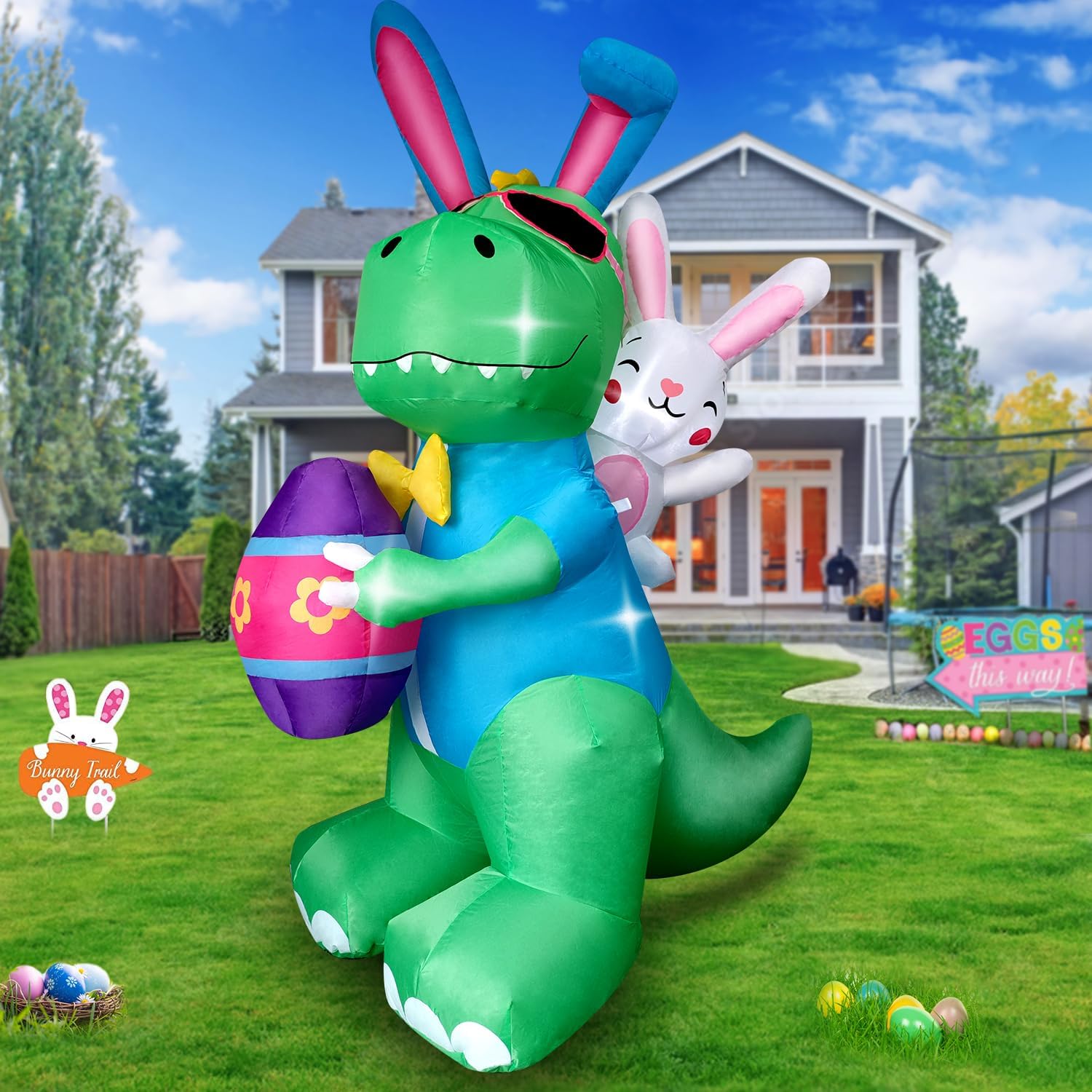 Amazon.com: Hollowfly 5FT Easter Inflatables Outdoor Decorations Dog ...
