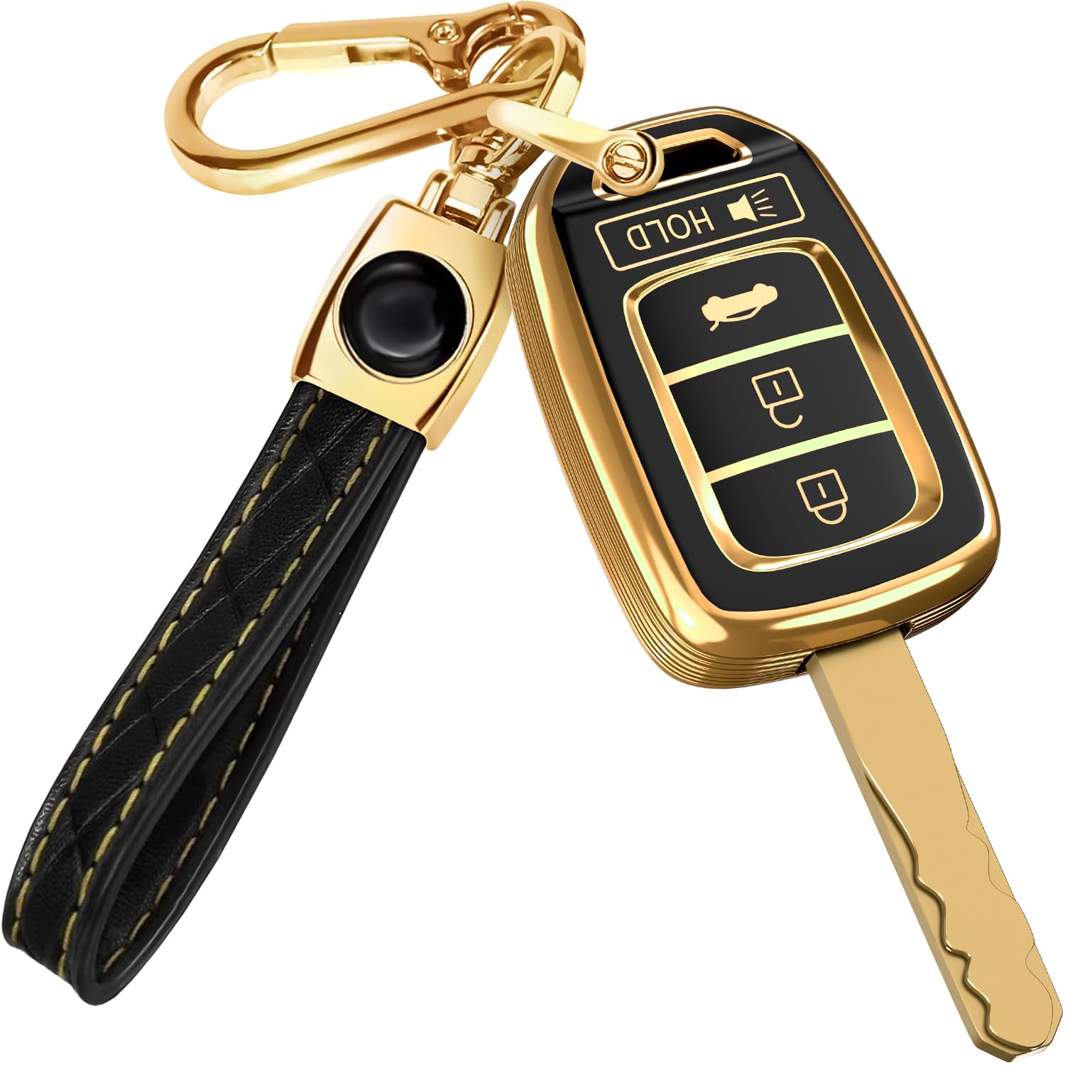 Amazon.com: for Honda Civic Key Fob Cover and Leather Keychain - TPU ...