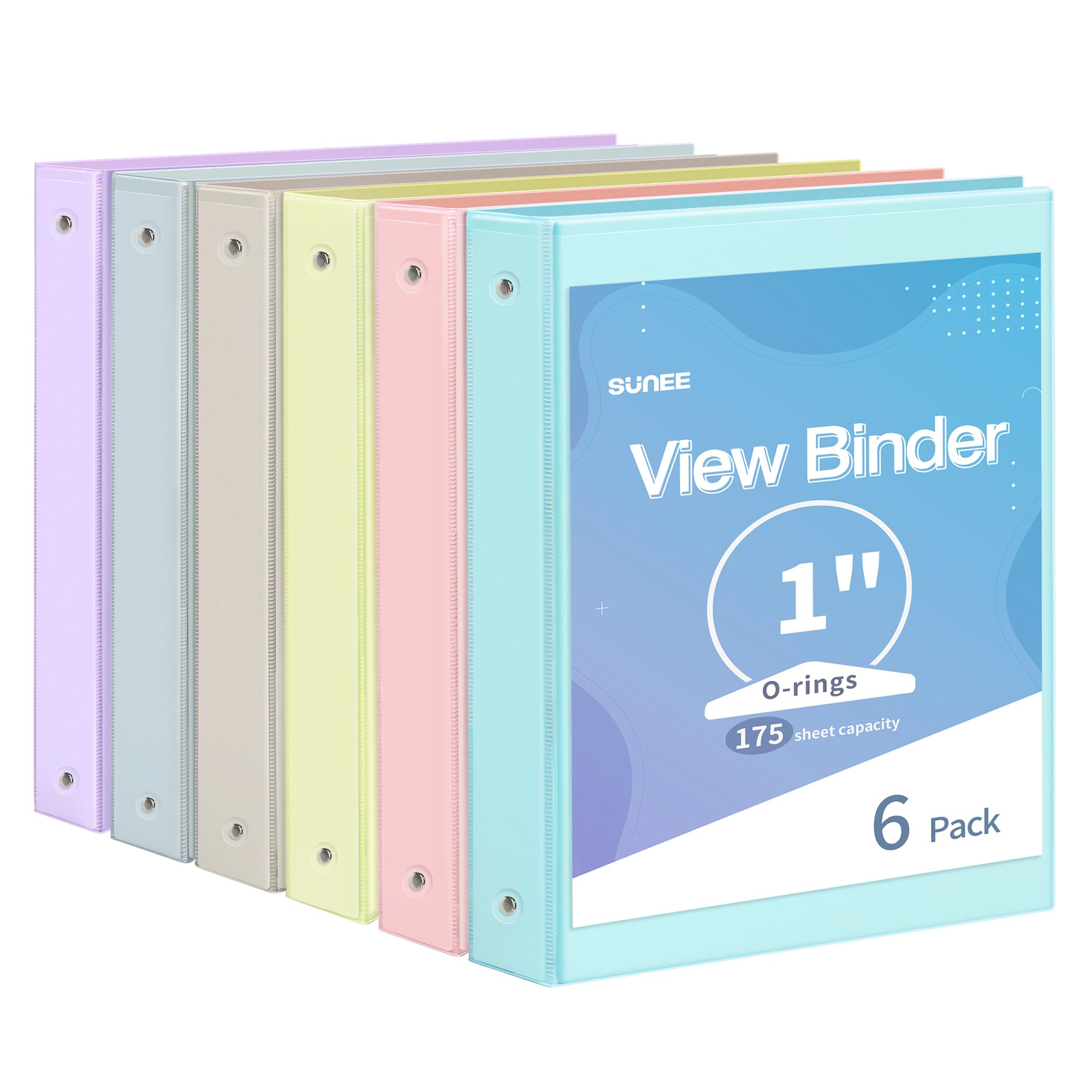 Amazon.com : SUNEE 1 Inch Binders 3 Ring 6 Pack, Clear View Three Ring ...