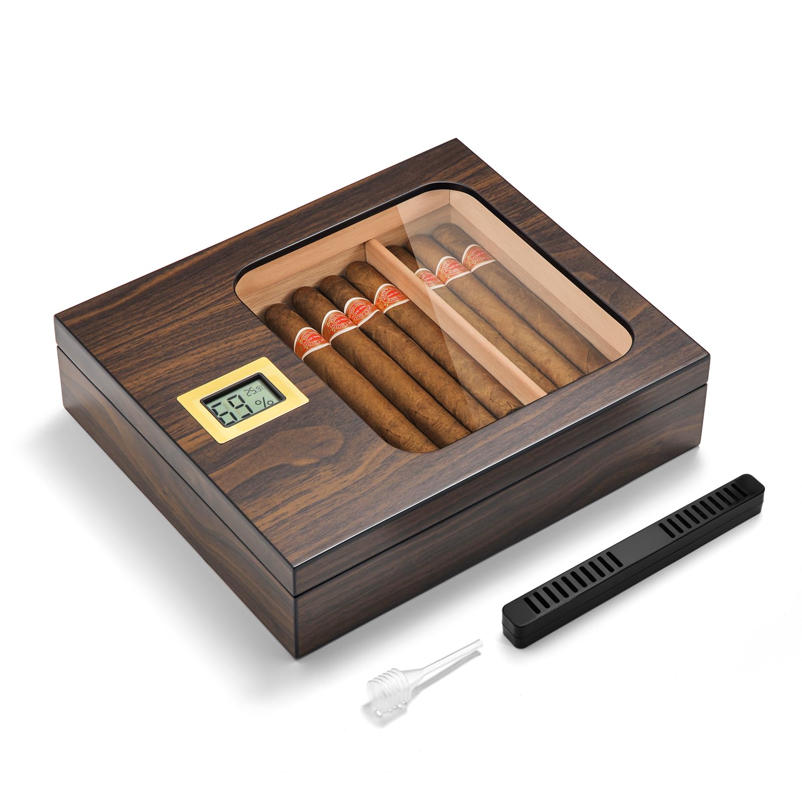 Amazon.com: OTAKOKIT Cigar Humidor, Modern Glass Top Cedar Humidor ...