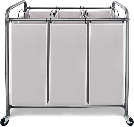 Amazon.com: STORAGE MANIAC 3 Section Laundry Sorter, 3 Bag Laundry ...