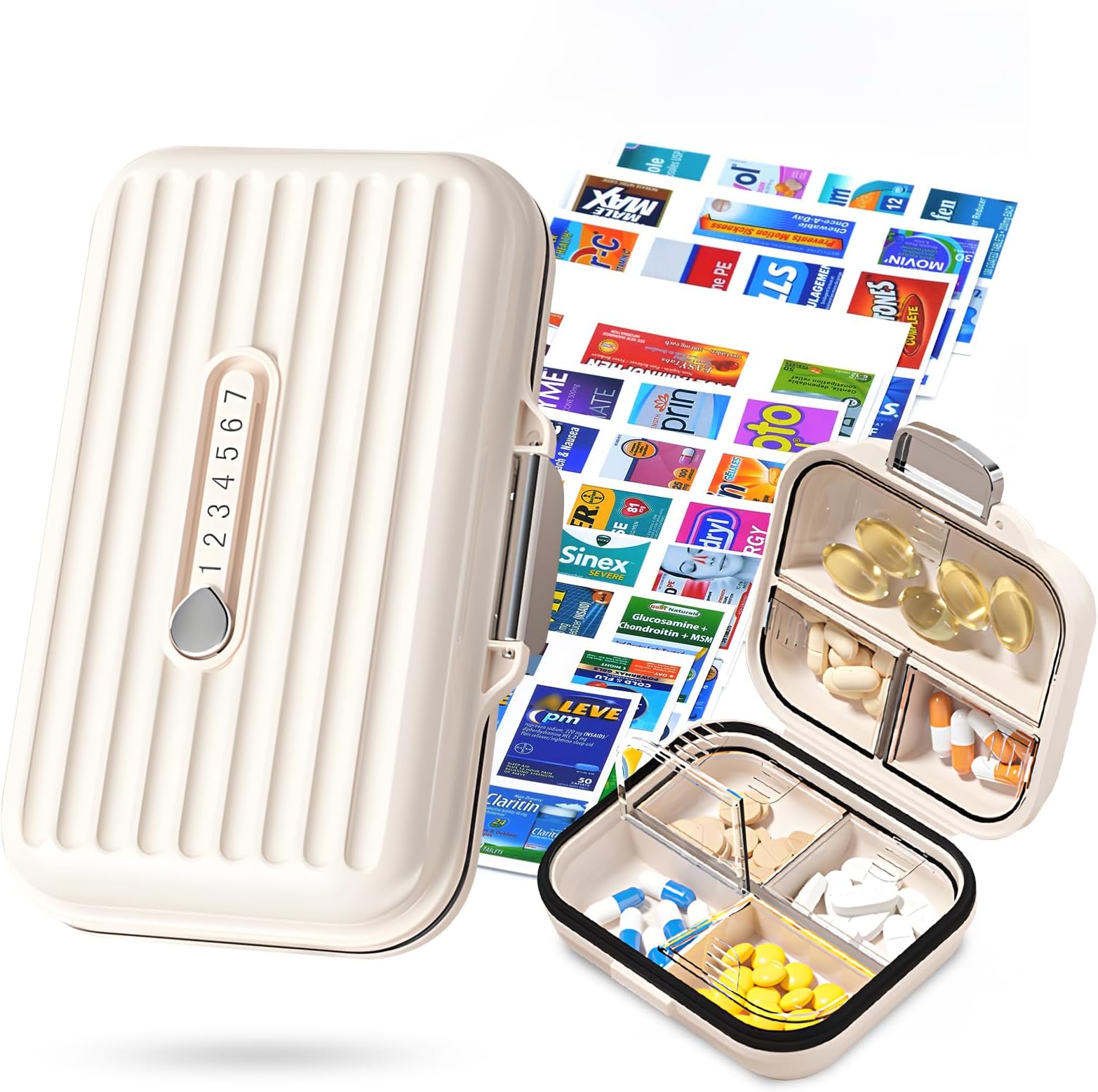 Amazon.com: Goffing Travel Pill Organizer Box with Medicine Labels ...