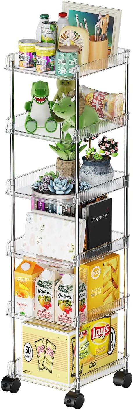Amazon.com: LUCKNOCK Slim Rolling Storage Cart for Small Spaces, 6-Tier ...