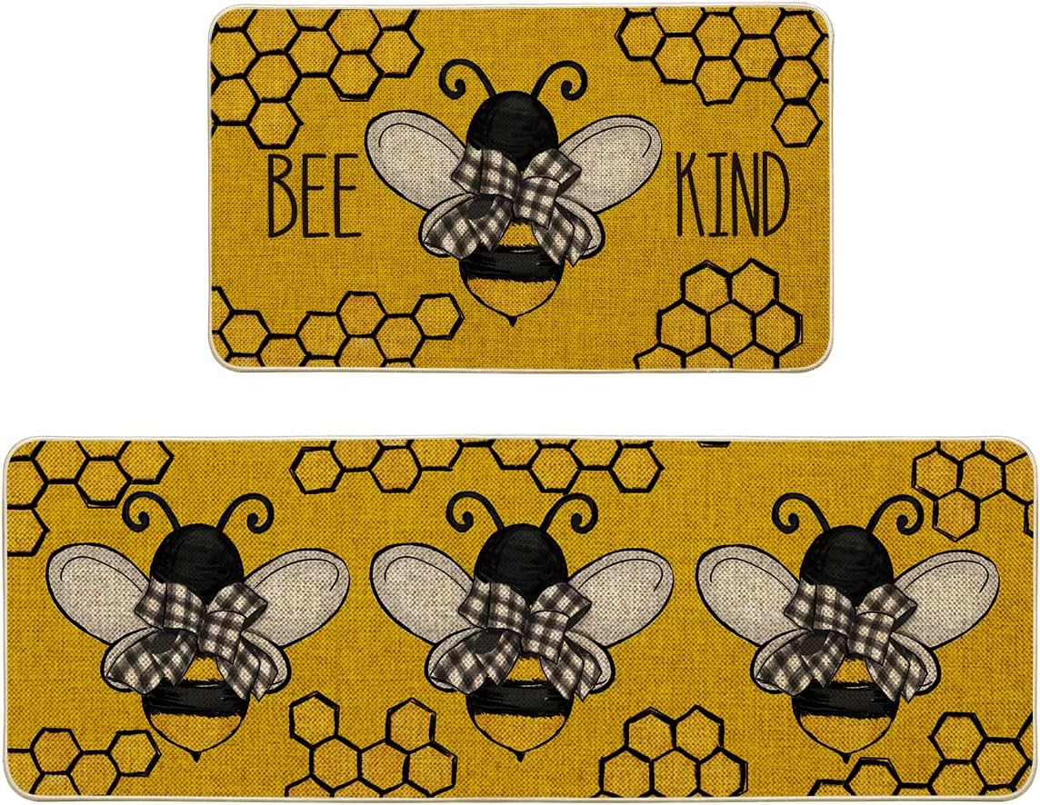 Amazon.com: AGONA Kitchen Mat for Floor Vintage Retro Honey Bees ...