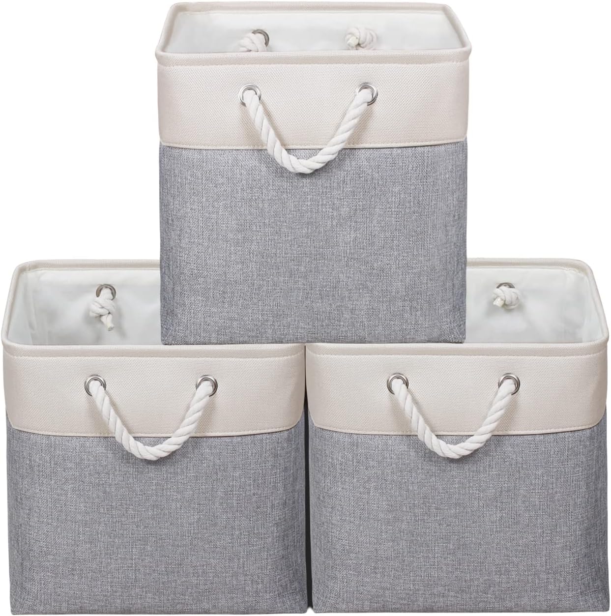 KEEGH Large Fabric Storage Cubes 13X13" Foldable Storage Bins Set of 3 ...