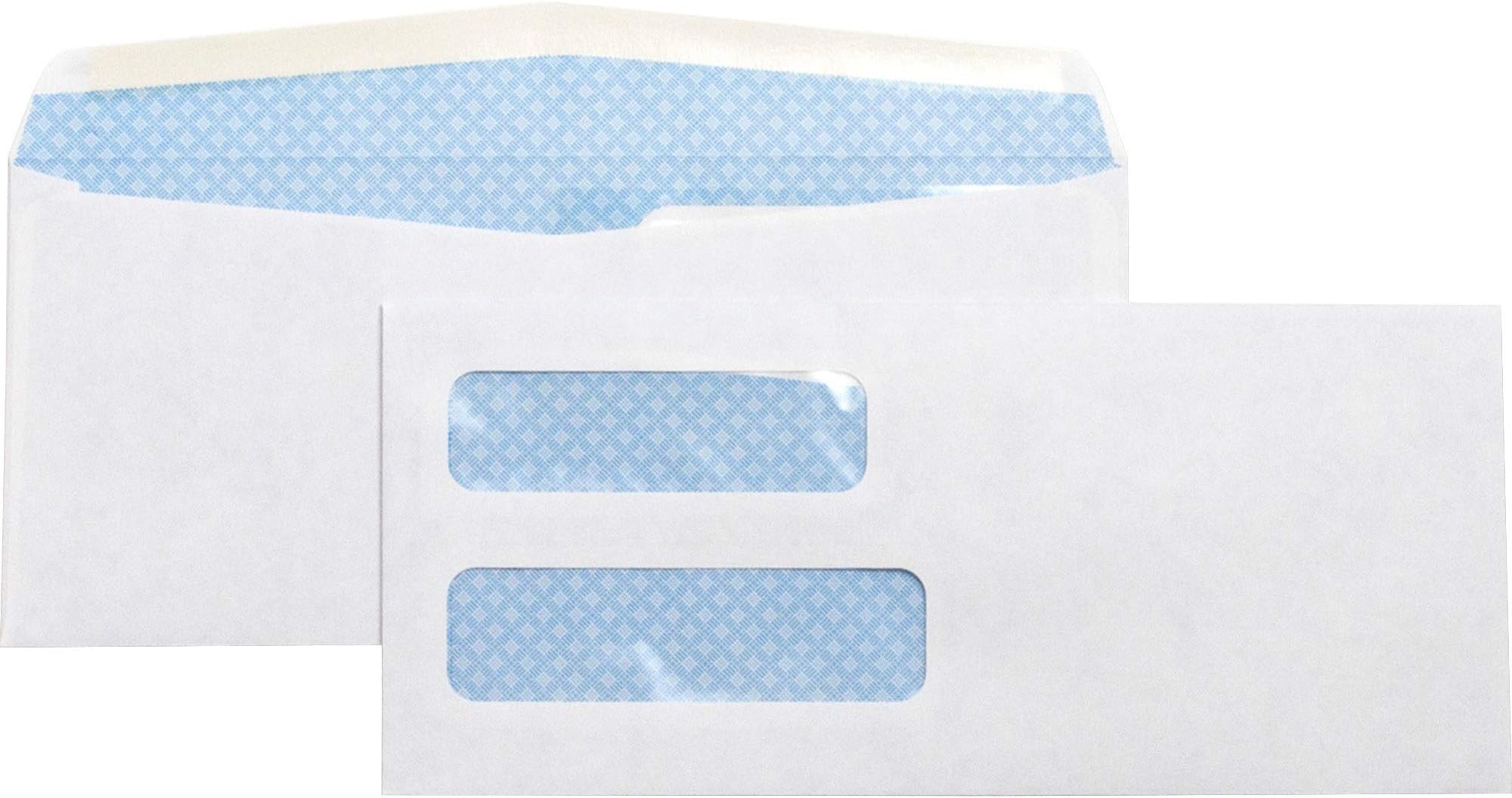 Amazon.com : White Double Window Envelopes, No. 10, V-Flap, Gummed ...