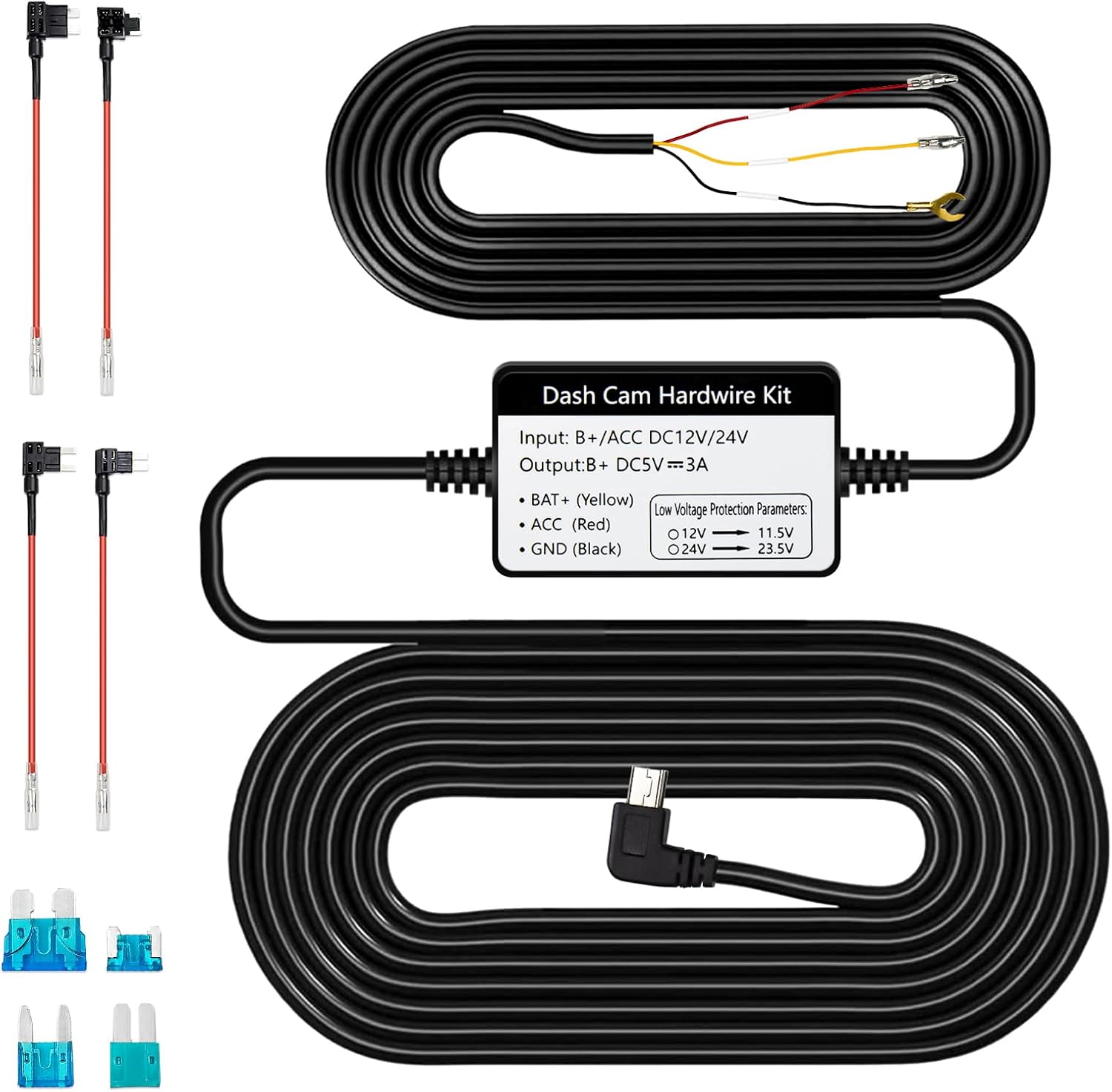 Amazon.com: Janwold Hardwire Kit Dash Cam, 24H Parking Monitor ...