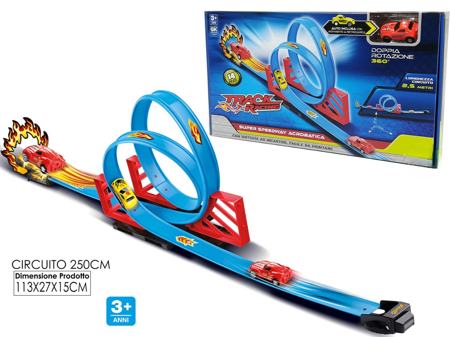 Toy Track with Double Turn of Death Circuit 2.5 Metres with Car Track ...
