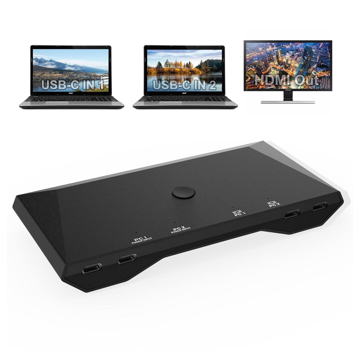 Amazon.com: USB C KVM Switcher 4K@60Hz, 2 in 1 Out Type-C KVM Switch ...