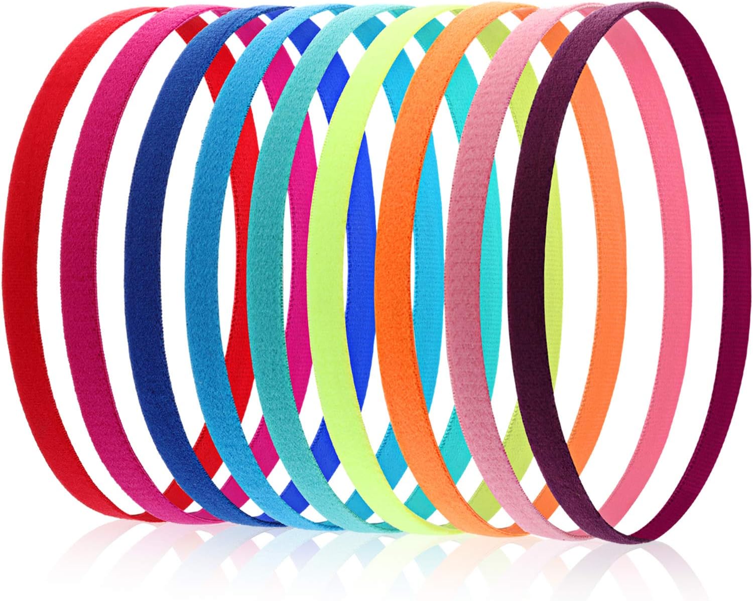 Amazon.com: 9 Pieces Thick Non-Slip Elastic Sport Headbands, Elastic ...