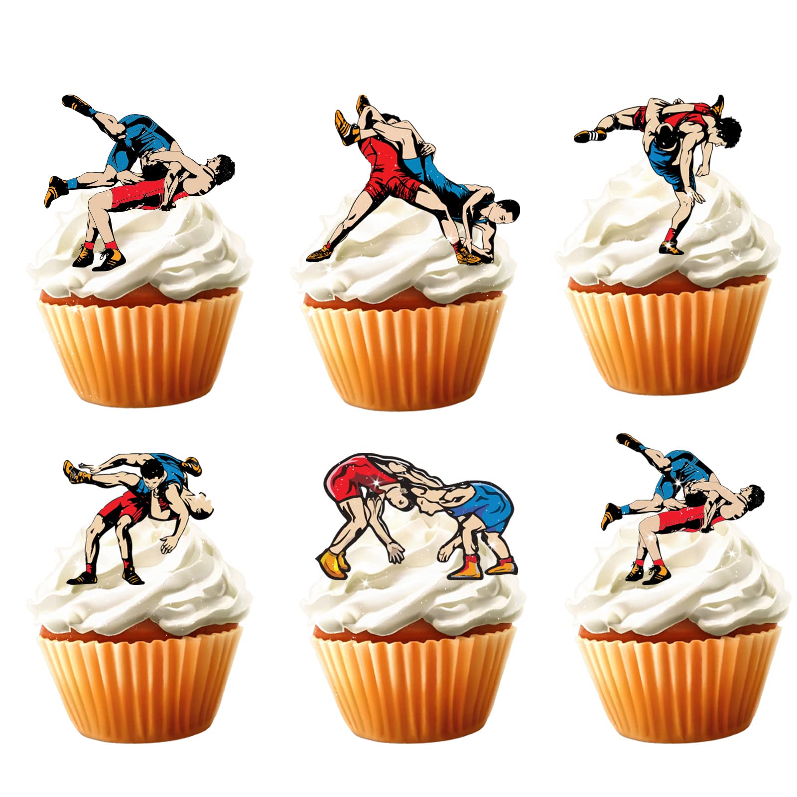 Amazon.com: 18pcs Wrestling Cupcake Toppers for Men Boys Wrestling ...