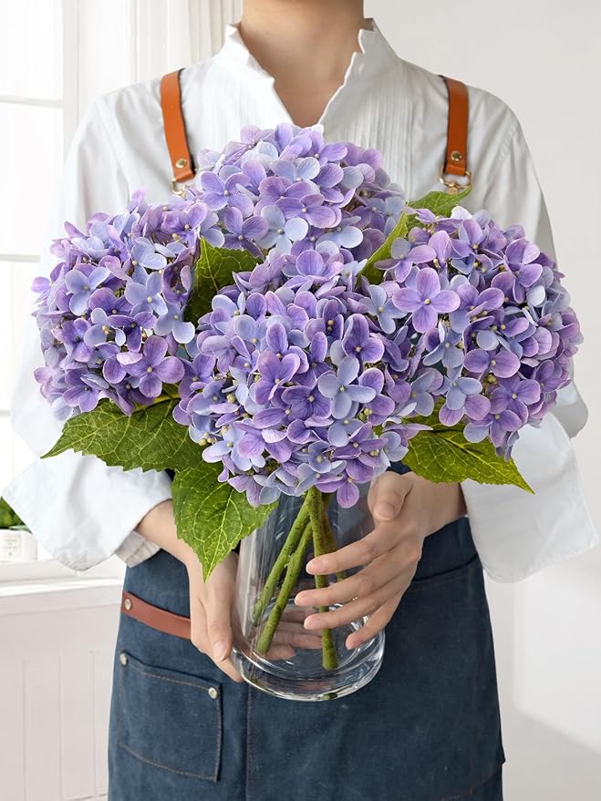 Amazon.com: JINWOE Bright Purple Boho Artificial Hydrangeas Flowers ...