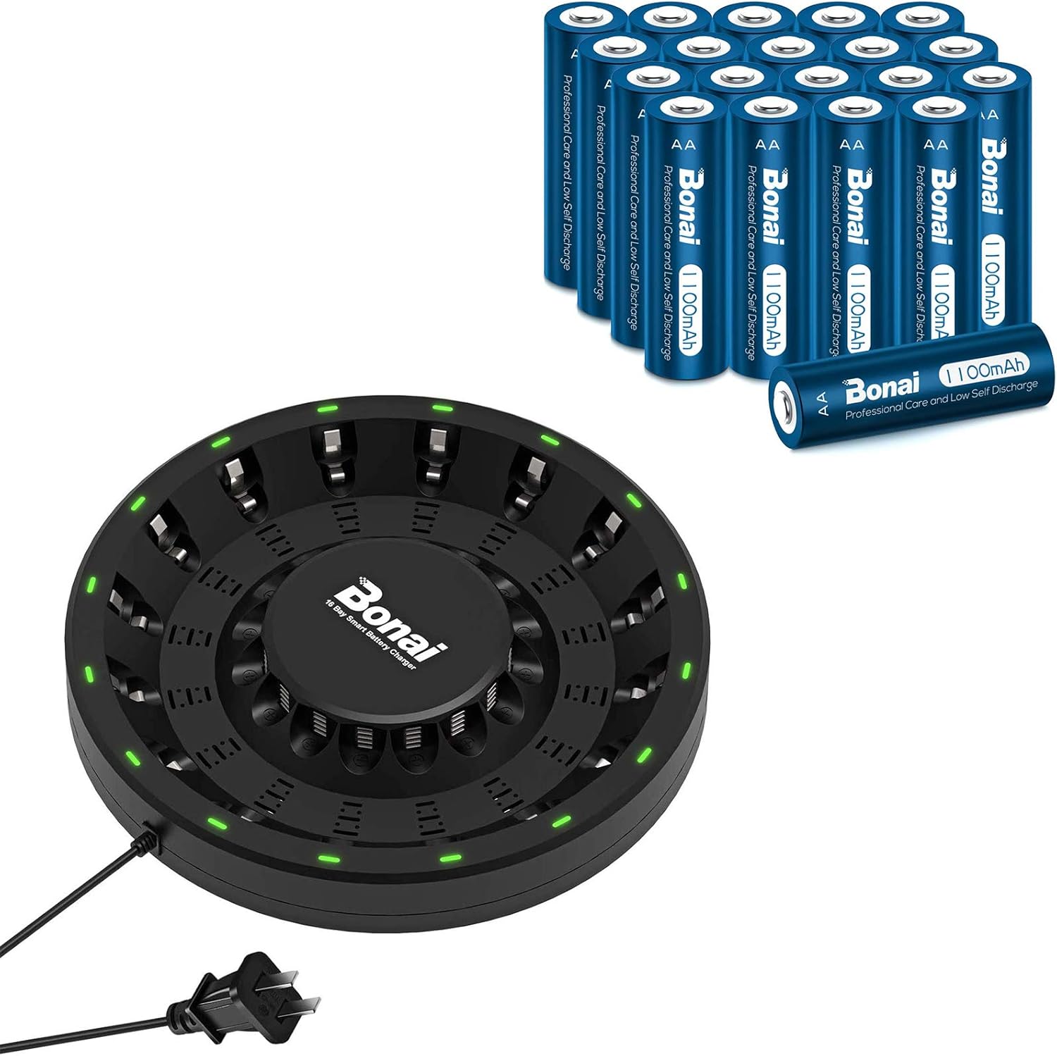 Amazon.com: BONAI AA Rechargeable Batteries Solar NiMH AA Battery 1.2v ...