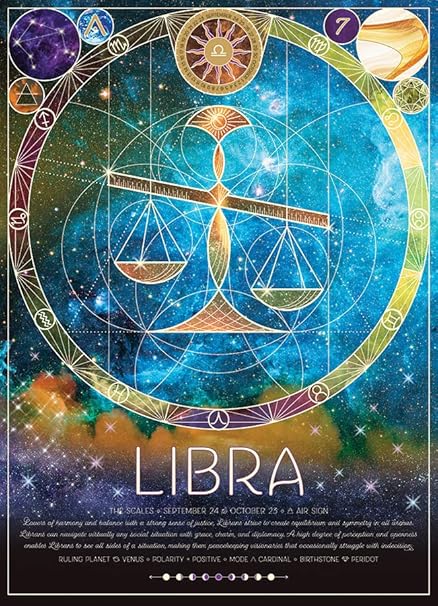 Amazon.com: Cobble Hill 500 Piece Zodiac Puzzle - Libra - Sample Poster Included : Toys & Games