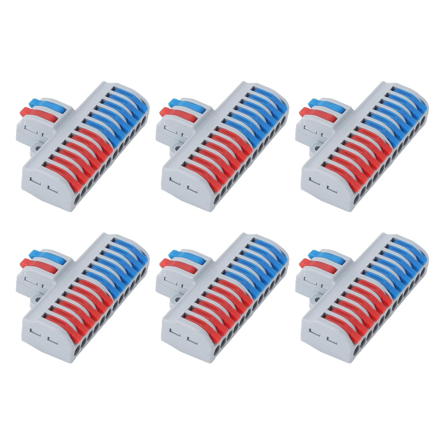 Electrical Wire Connectors, 6pcs 2 in 12 Out Din Rail Terminal Blocks ...