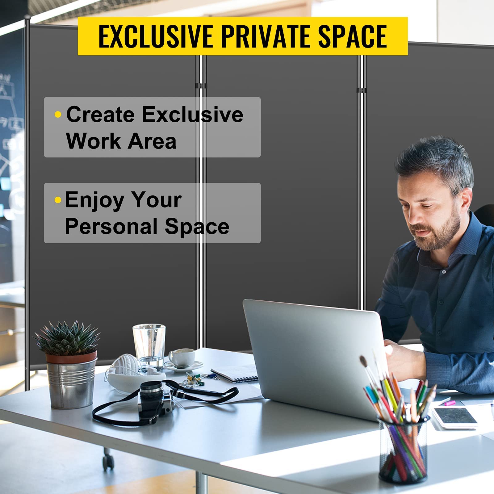 Snapklik.com : 4 Panel Room Divider Wall, Portable Room Separators ...